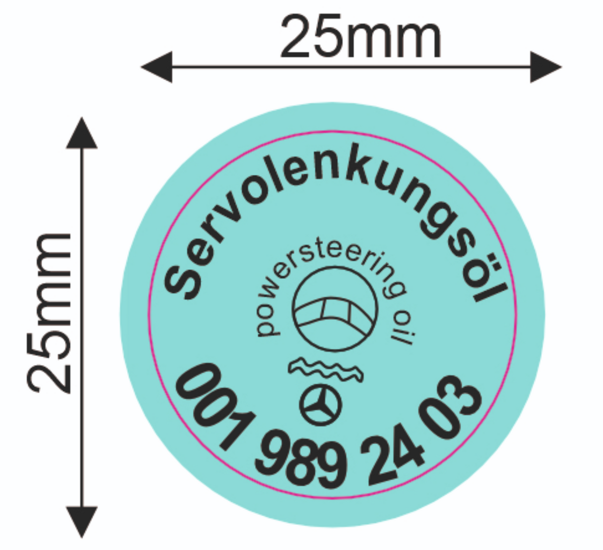 Pegatina del depósito de aceite de dirección asistida Mercedes-Benz 00 ...