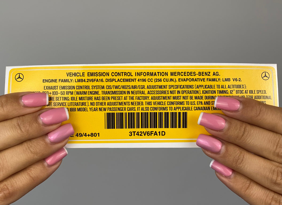 Vehicle Emission Control Information Mercedes SLK 230 Kompressor Label ...
