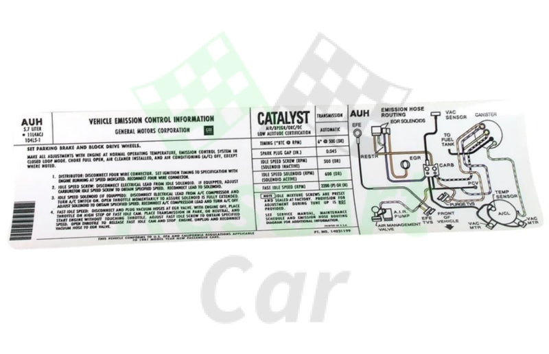 CADILLAC Emission Tag Sticker Label Decal – www.restartcar.eu