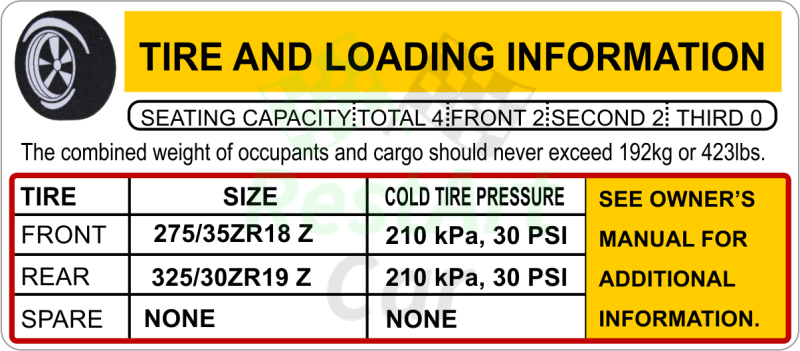 Tire & Loading Information Sticker Label for Toyota All Models – www ...