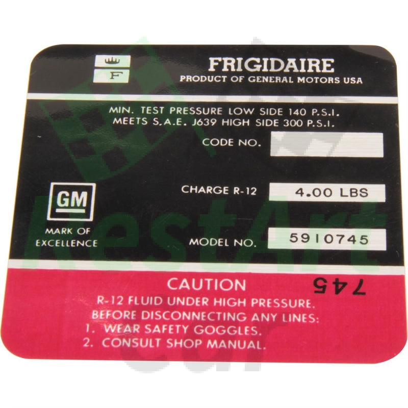 AC Compressor Air Conditioner Frigidaire Red Label Decal for Cars – www ...