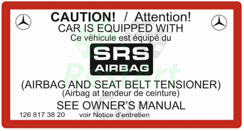 CAUTION car is equipped with SRS AIRBAG Sticker Mercedes-Benz – www ...