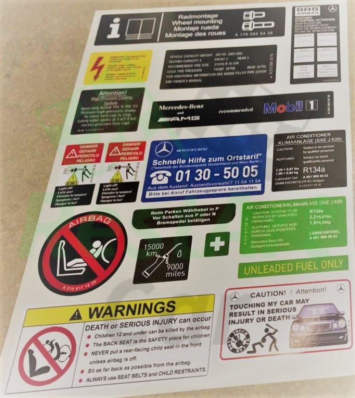 Decal Set For Mercedes-Benz W210 C210 S210 Sticker Set Label Premium ...