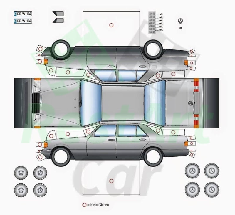 Paper car Mercedes-Benz W126 – www.restartcar.eu